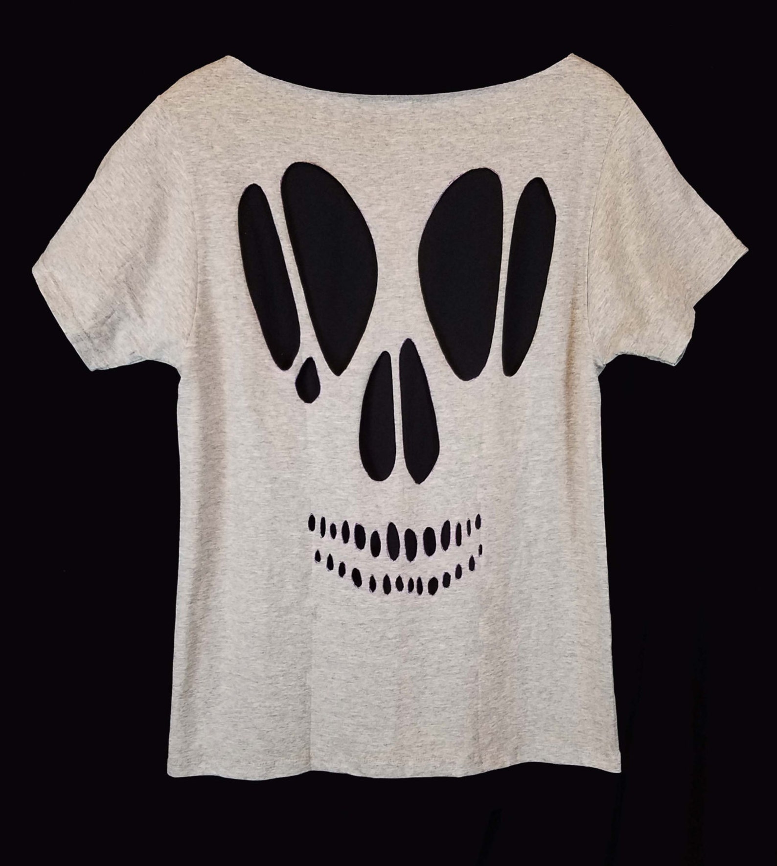 Off the Shoulder Cutout Skull Top / Halloween Cut Out T Shirt - Etsy