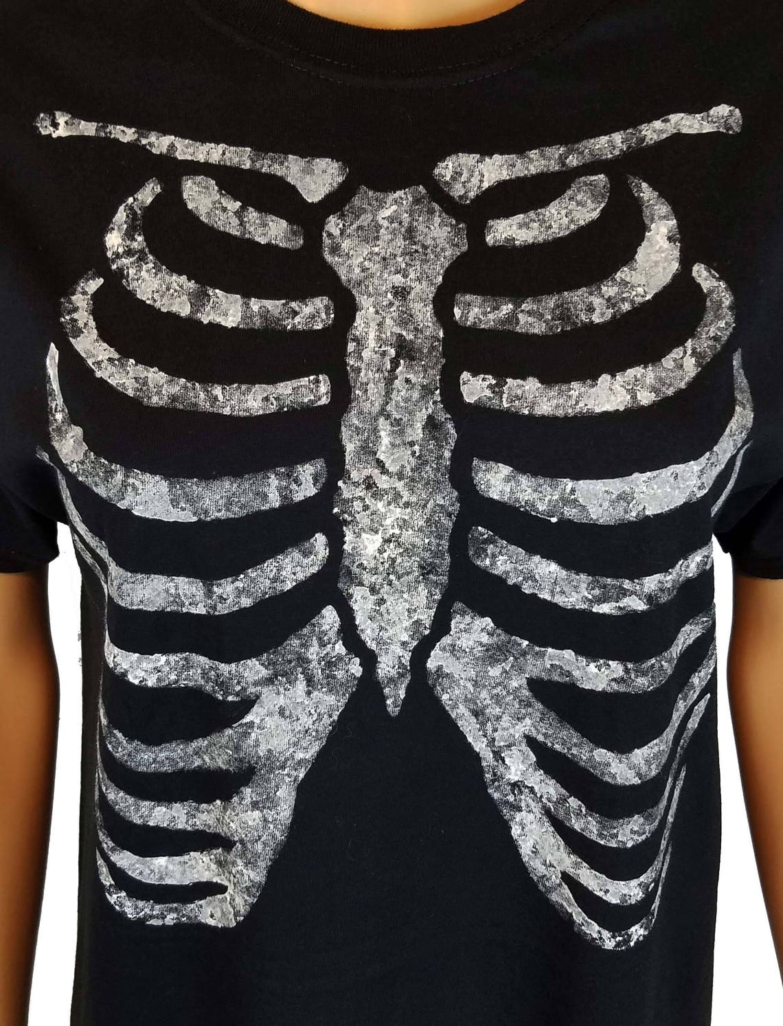 Distressed Rib Cage Hand-painted T Shirt / Halloween Ribcage - Etsy