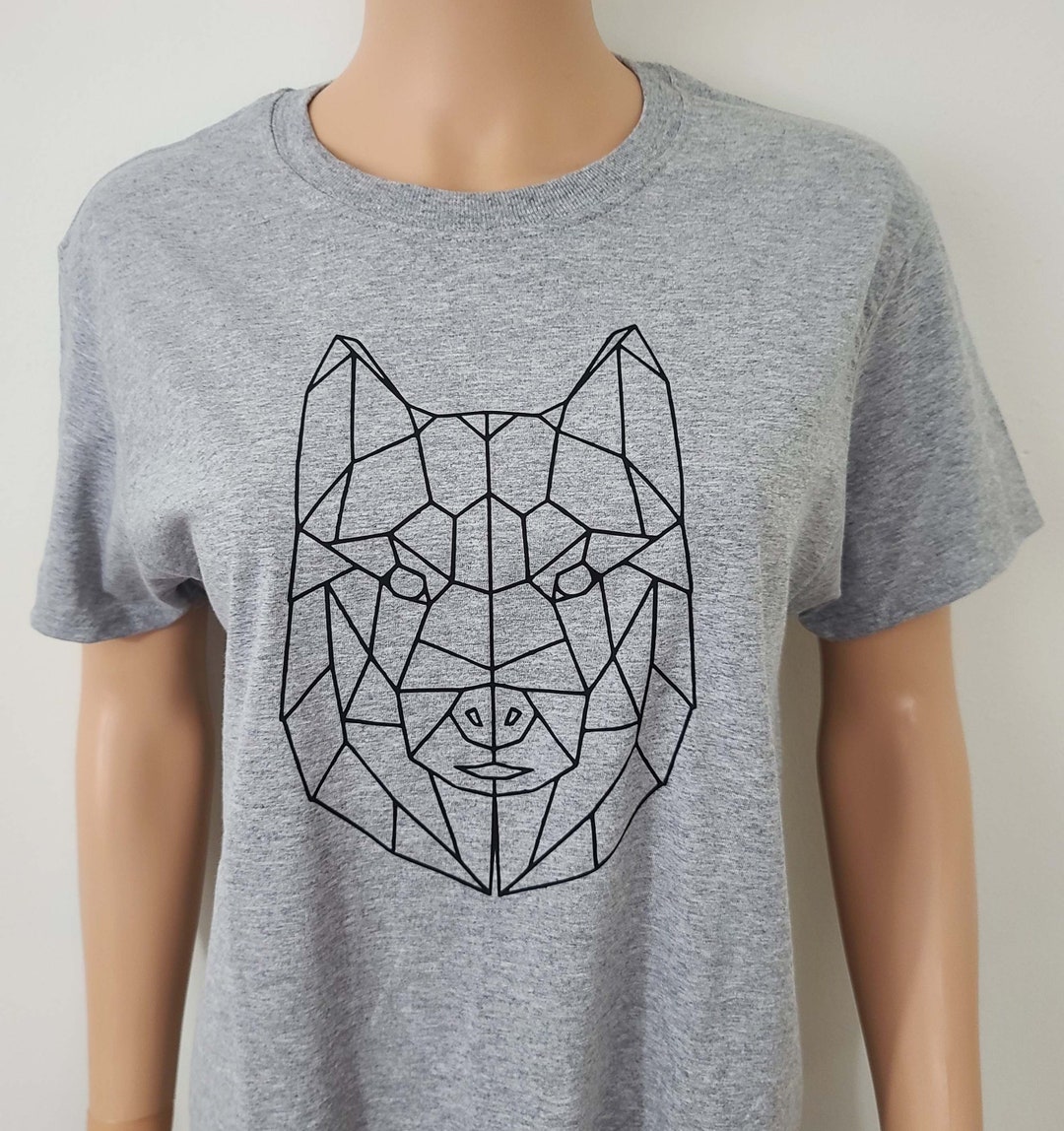 Polygon Husky Shirt / Geometric Husky Head Tee / Polygon Animal T ...