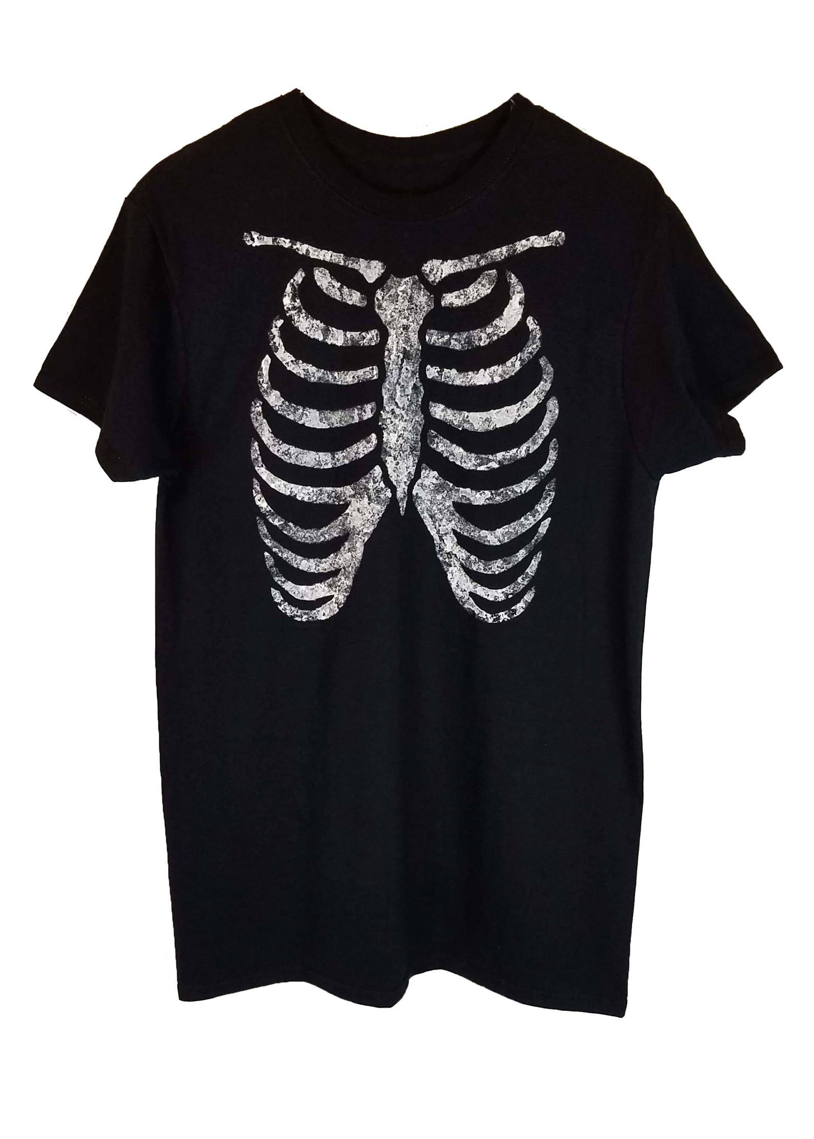 Distressed Rib Cage Hand-painted T Shirt / Halloween Ribcage - Etsy