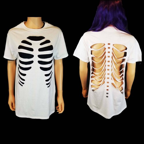 Rib Cage Cutout T Shirt / Goth Skeleton Cut Out Tee - Etsy