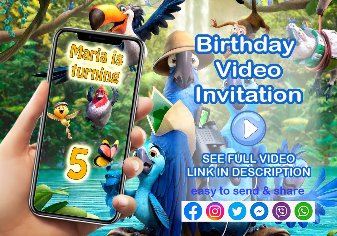 Rio Birthday Video Invitation - Birthday Celebration, Rio Party ...