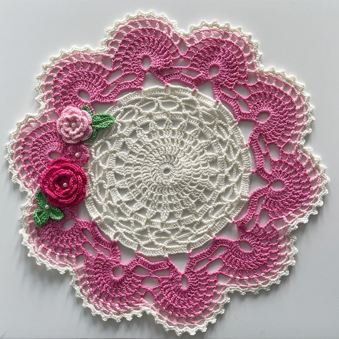 Floral Crochet Doily / Vase Mat, Handmade, Pink - Etsy