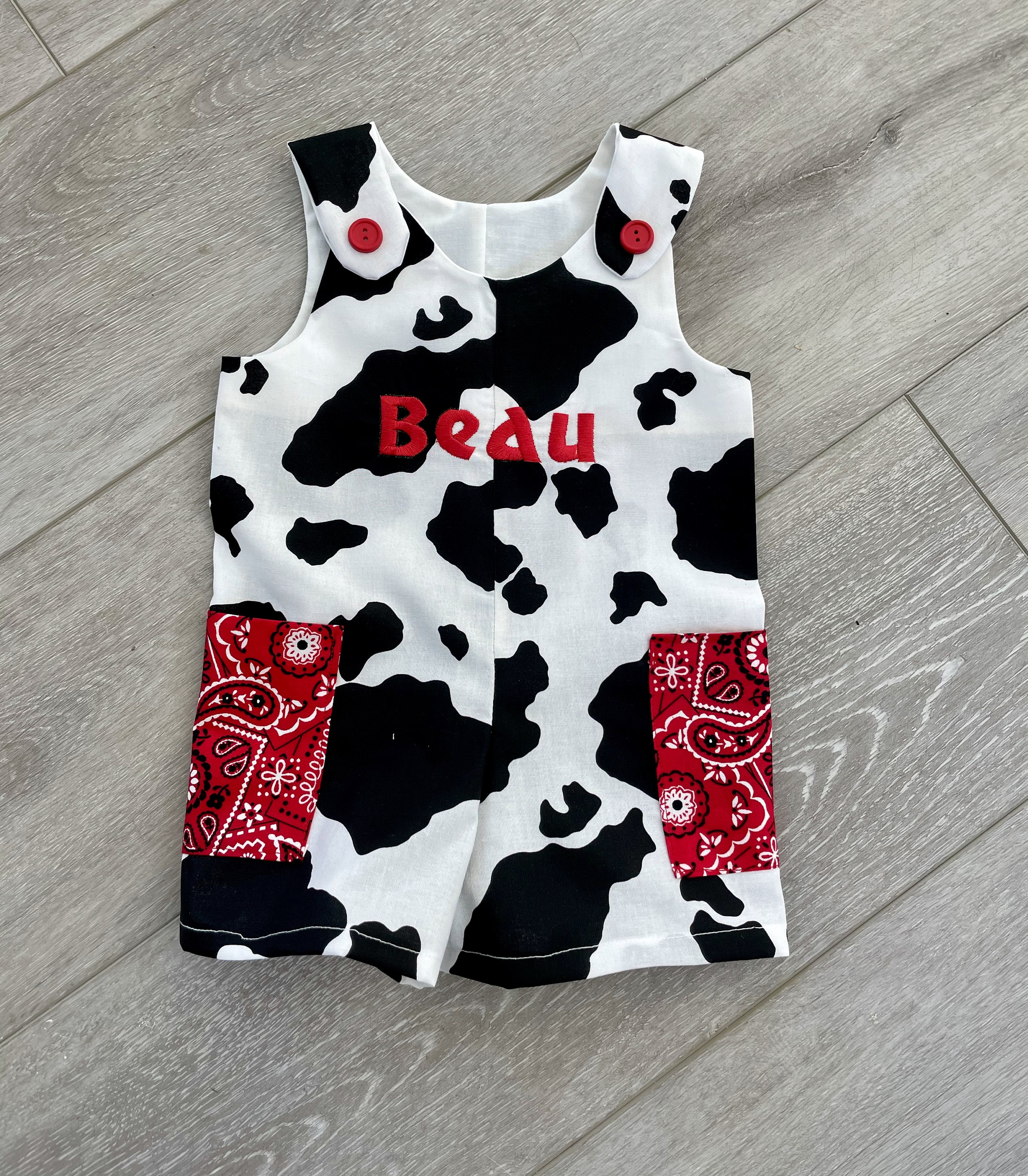 Cowboy Overalls Farm Romper Barn Cow Birthday One Piece | Etsy