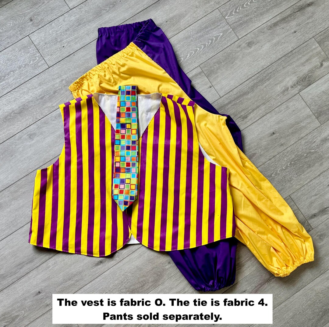 Cotton Jester Costume Vest & Bowtie: Adult Plus Size, Clowncore Circus ...
