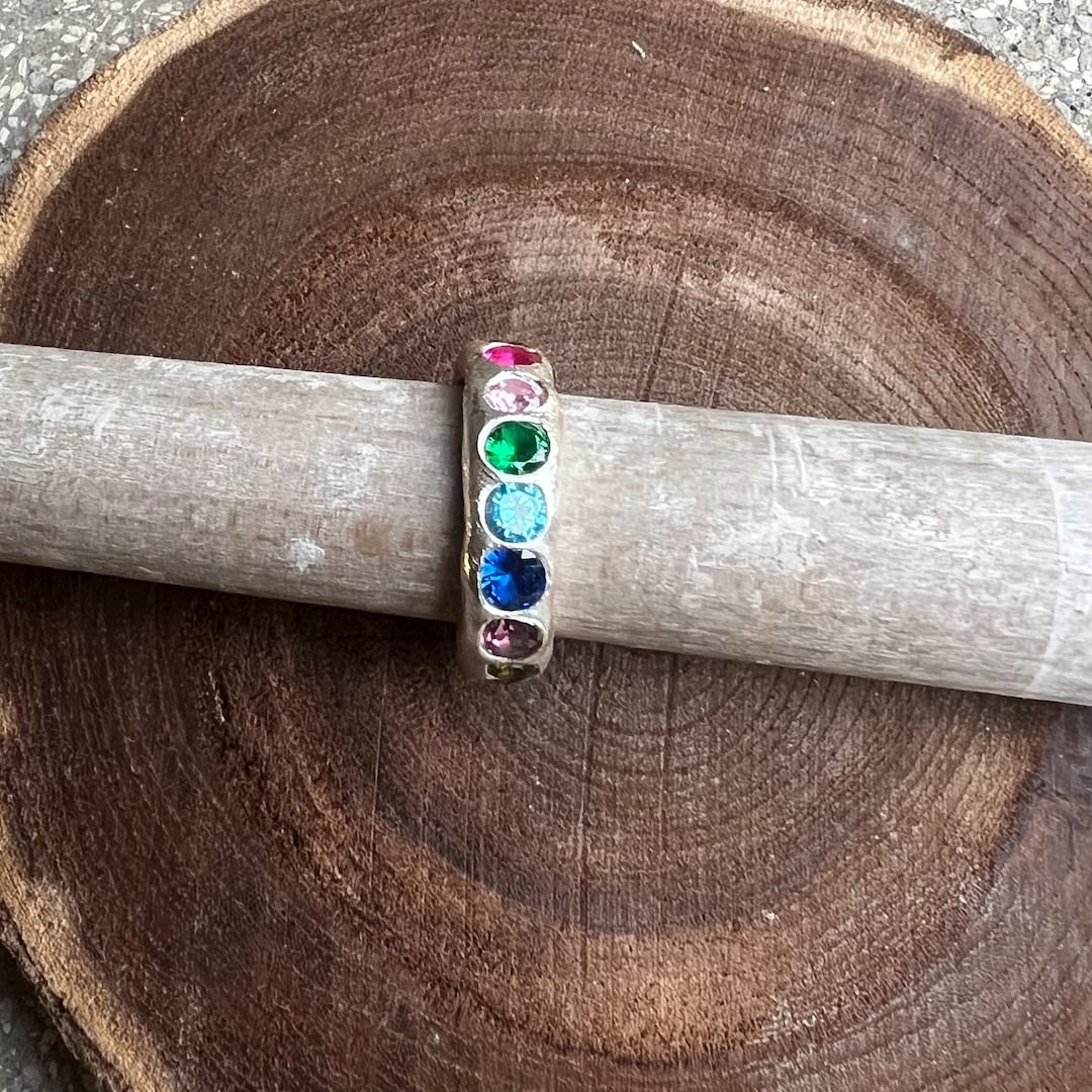 Choose Your Stone Colors/ Custom Made Thick Pure Silver Band/ Chunky ...