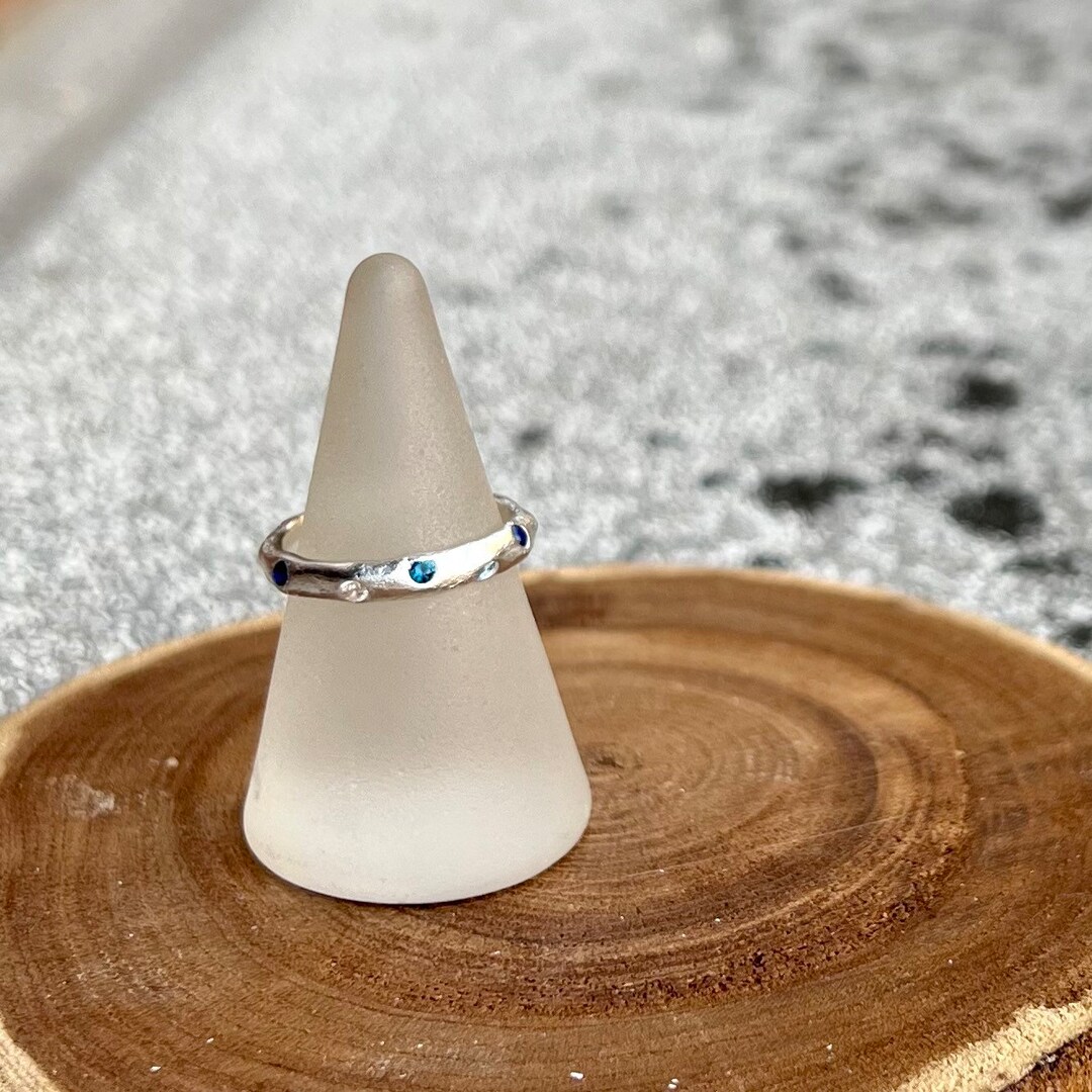 Personalized Silver Ring With Colorful Cz Gemstones/ Custom Organic ...