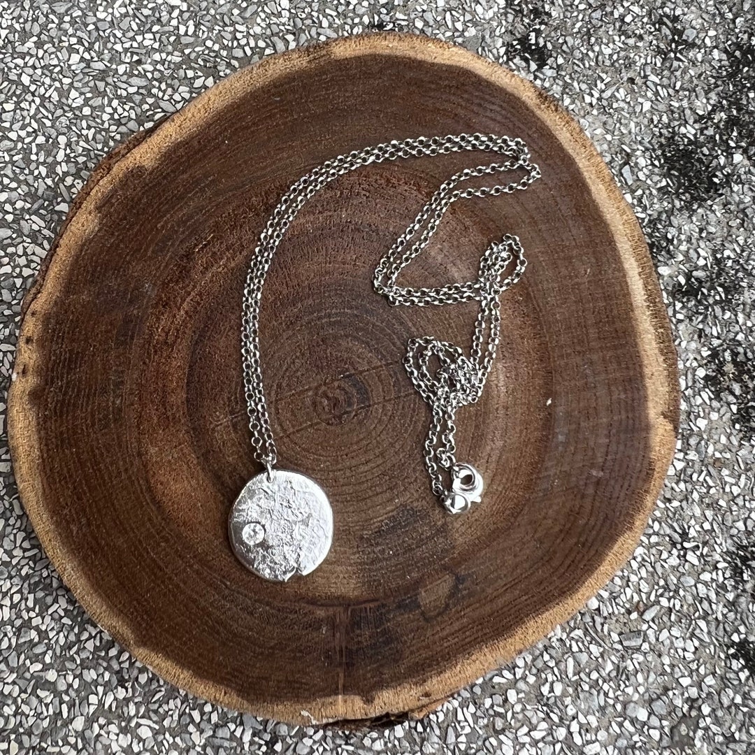 Choose Your Stone Color! Handmade Pure Silver Nugget Necklace/ Organic ...