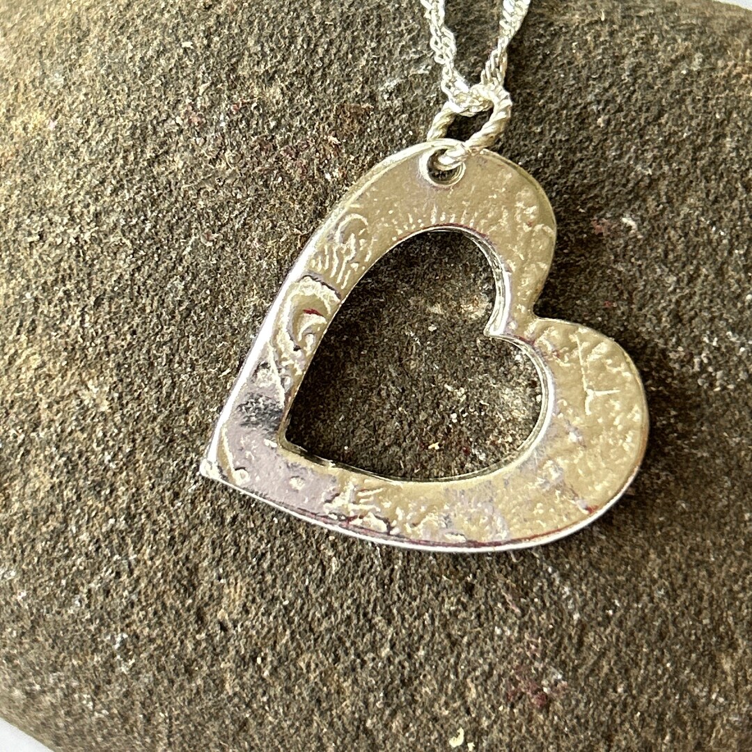 Fine Silver Heart Pendant Necklace, Silver Heart Jewellery, Handmade ...