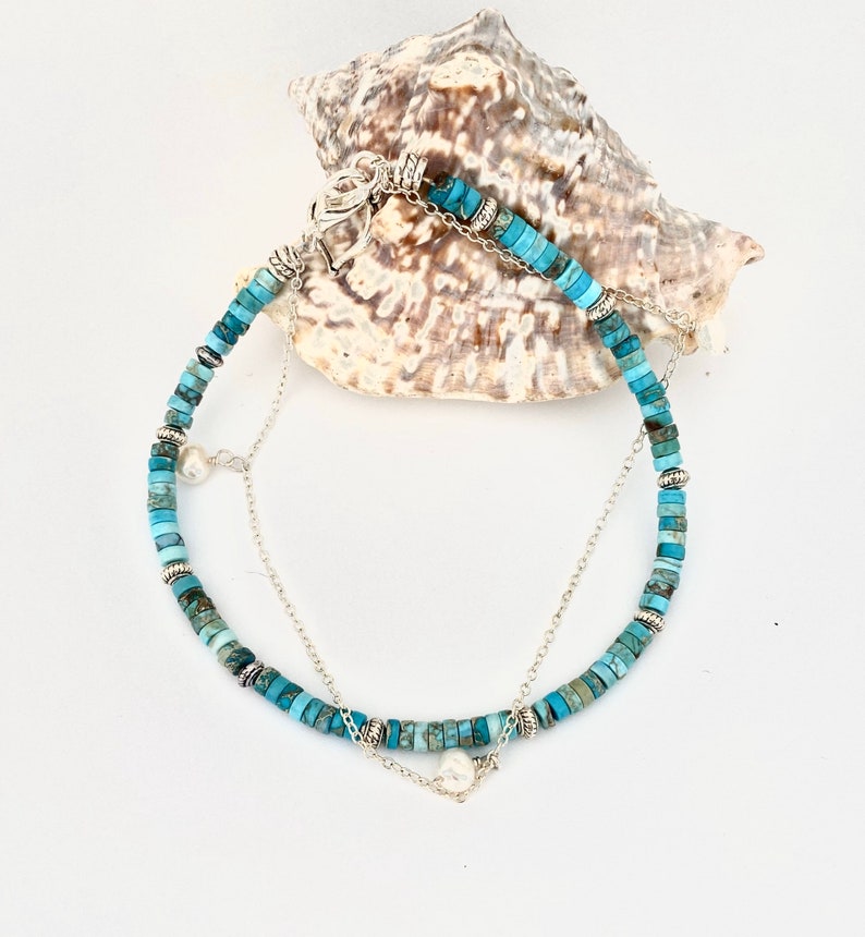 Jasper Turquoise Anklet Turquoise Anklet With Pearls - Etsy