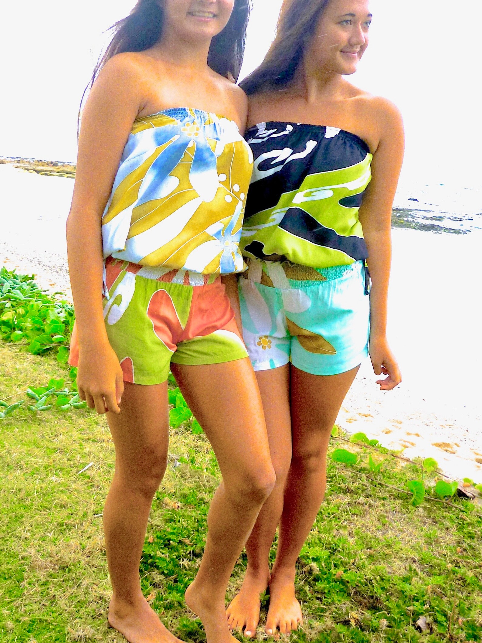 TIARE Mint Pareo Shorts Plumeria Sun Pareo, Shorts, Short Pants ...