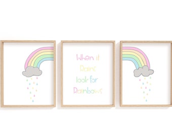 When It Rains Look for the Rainbows Printable Wall Art - Etsy