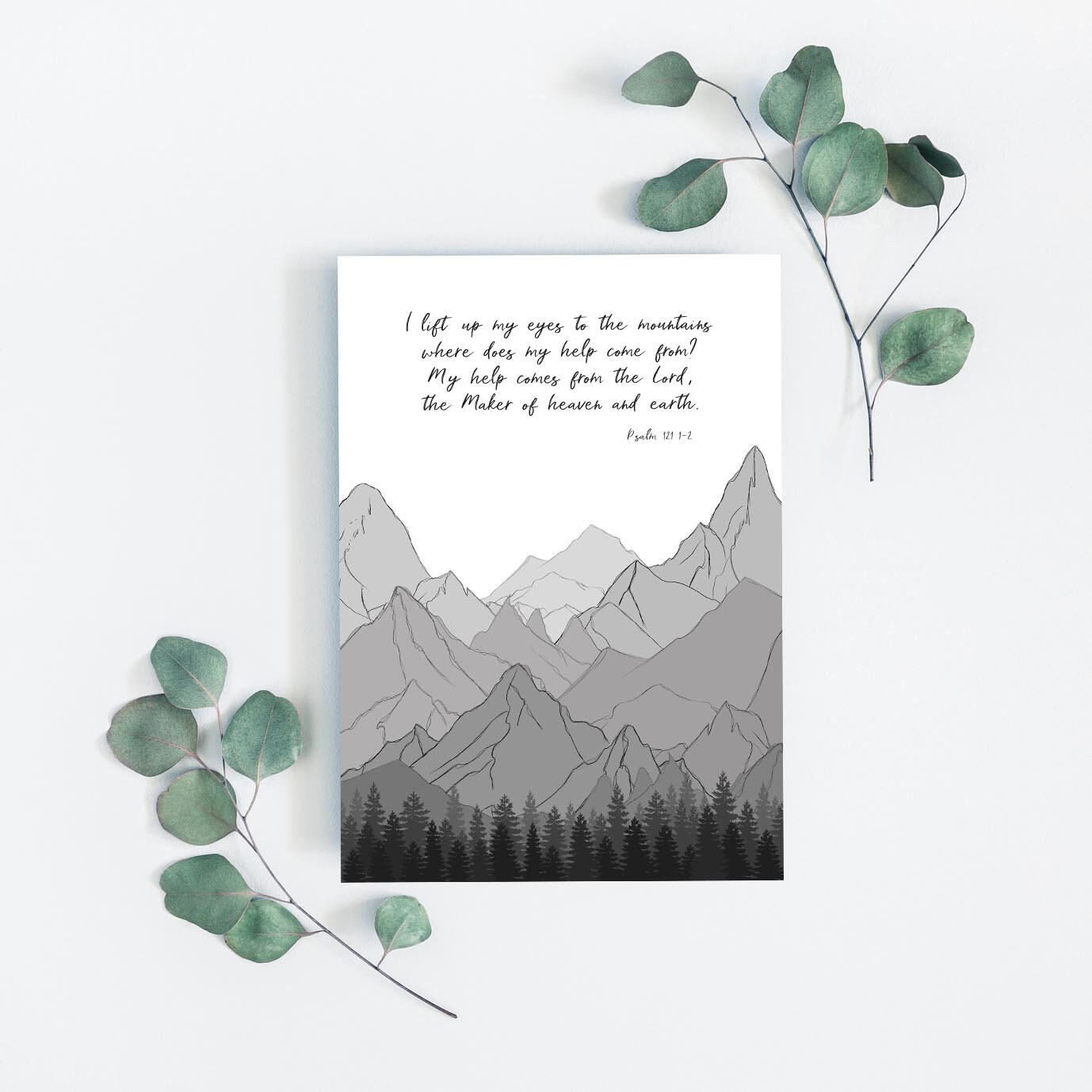 Bible Verse Mountains Print Download, Mountain Poster Scripture Wall ...