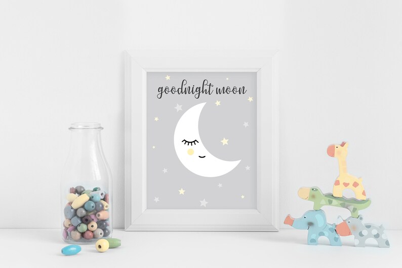 Goodnight Moon Art for Kids Nursery, Moon Nursery Decor, Moon and Stars ...