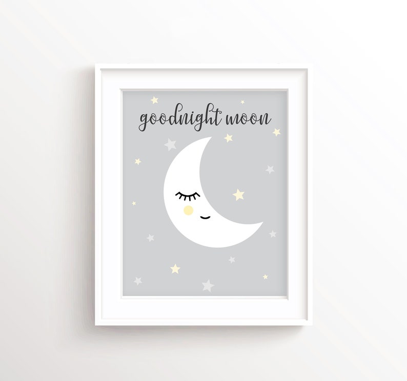 Goodnight Moon Art for Kids Nursery, Moon Nursery Decor, Moon and Stars ...
