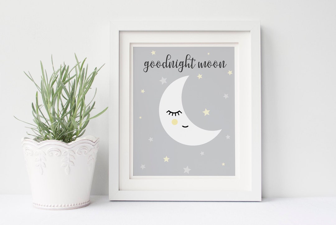 Goodnight Moon Art for Kids Nursery, Moon Nursery Decor, Moon and Stars ...