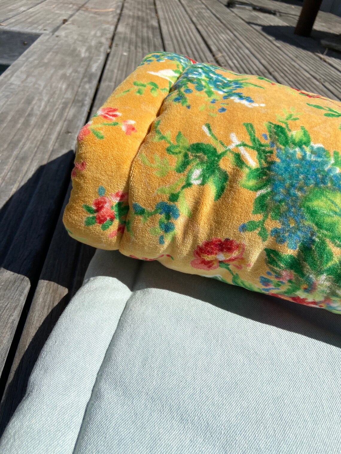 Mattress Topper Yellow Velvet Flower Print Denim Fleece Floor - Etsy