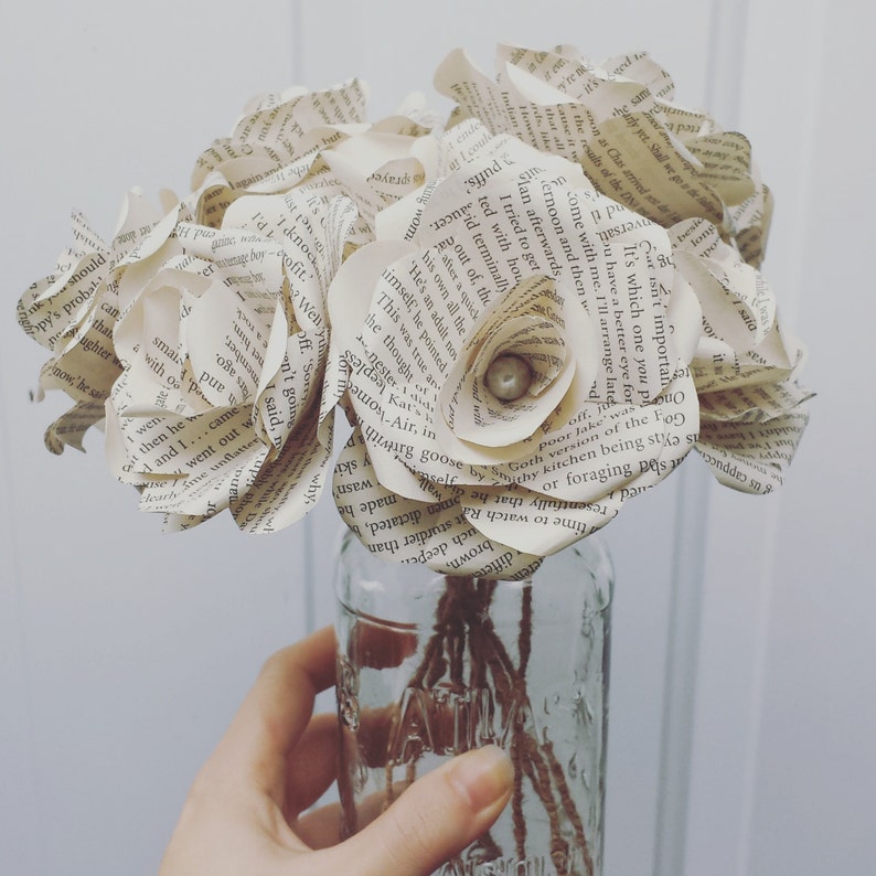 12 Paper Book Roses, Book Roses, Book Flower, Paper Rose Bouquet ...
