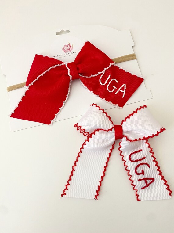 UGA Hand Embroidered Bow - Etsy