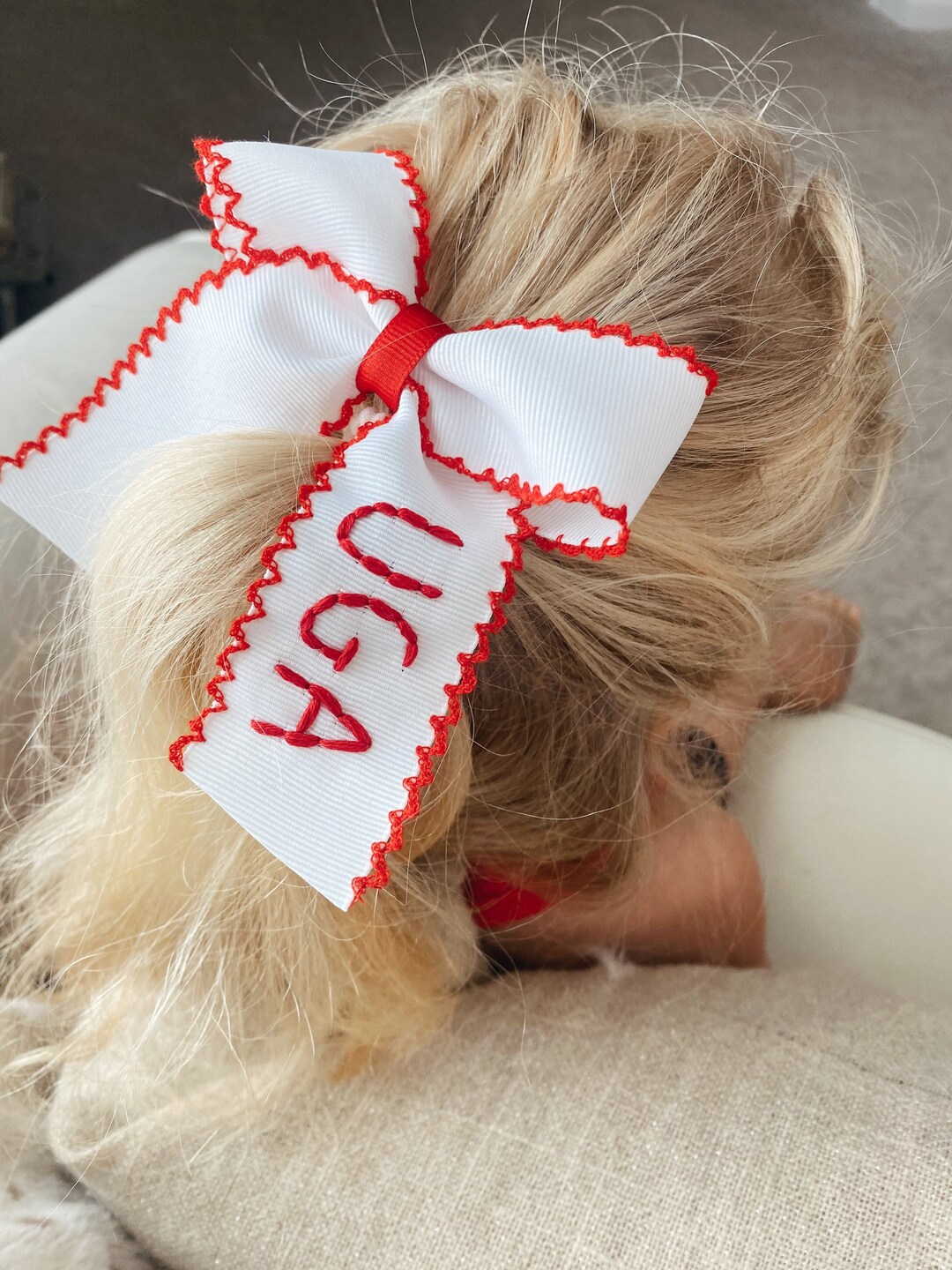 UGA Hand- Embroidered Bow - Etsy