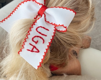 Initial Hand Embroidered Bow - Etsy