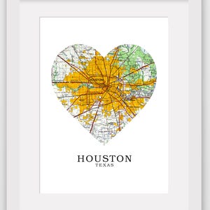 Houston Map Heart Art Print: Texas Love Gift (8x10 Unframed) - Etsy