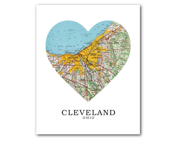 Cleveland Map | Cleveland Wall Art | Cleveland Neighborhood Print ...