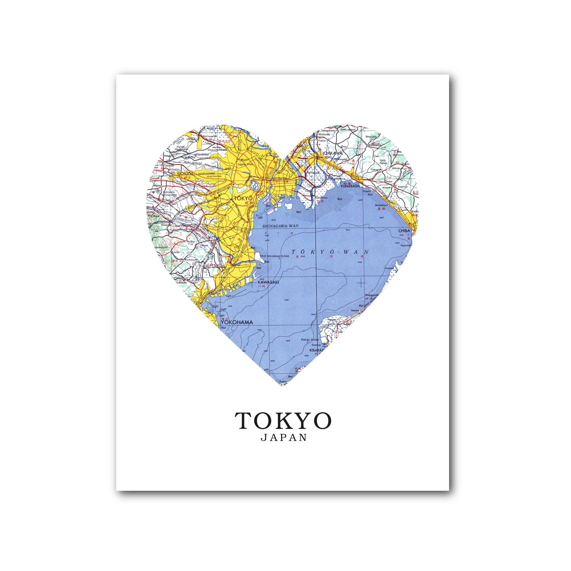 Tokyo Map Heart Print Tokyo Map Art Tokyo Japan Map Heart - Etsy