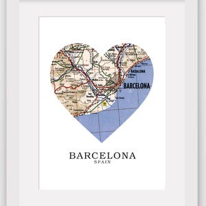 Barcelona Map Heart Print, Spain Map Art, Barcelona Spain Map, Heart ...
