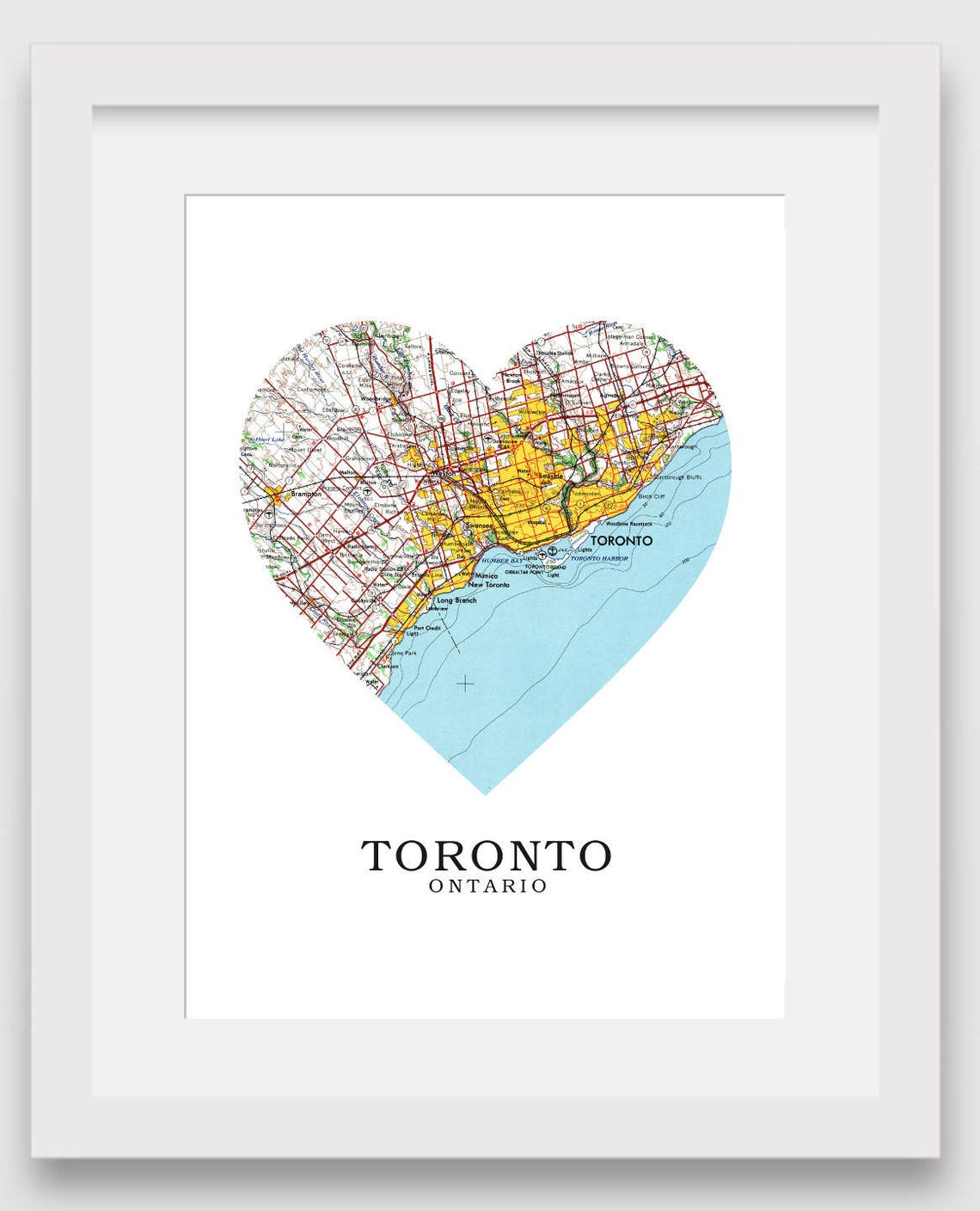 Toronto Map Heart Print Toronto Map Art Ontario Canada Map - Etsy