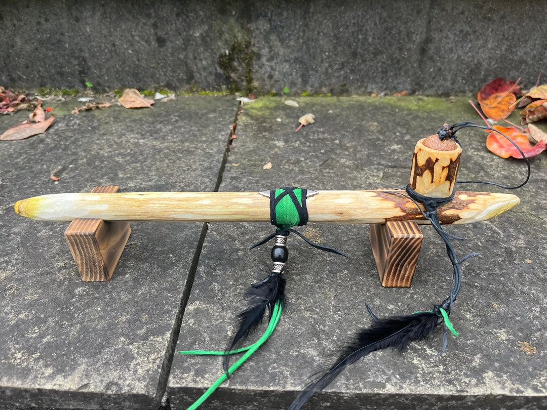 Traditional Native American Peace Pipe. Wood Meditation Pipe. Hand ...