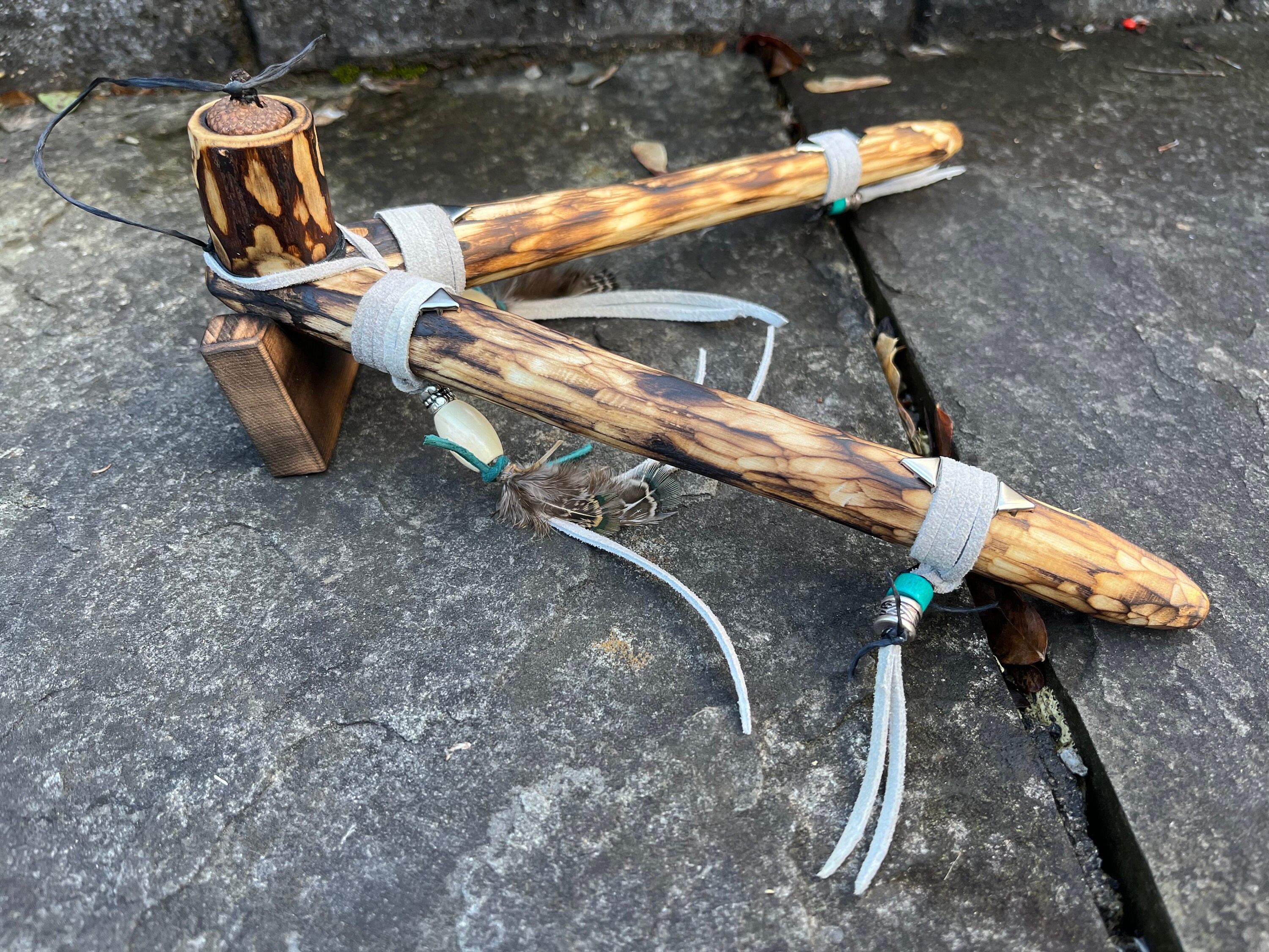 Traditional Native American Friendship Peace Pipe. Wood Meditation Pipe ...