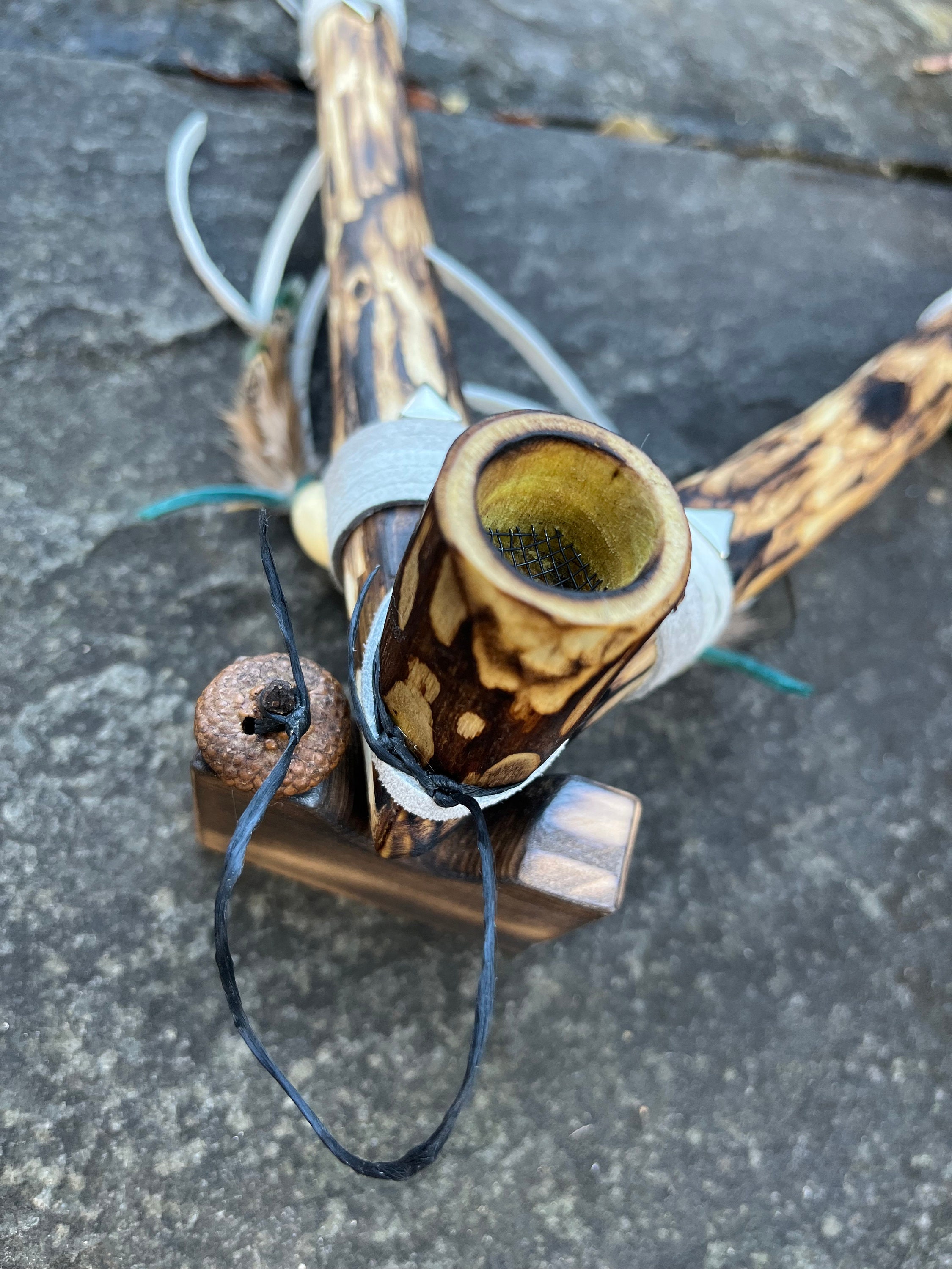 Traditional Native American Friendship Peace Pipe. Wood Meditation Pipe ...