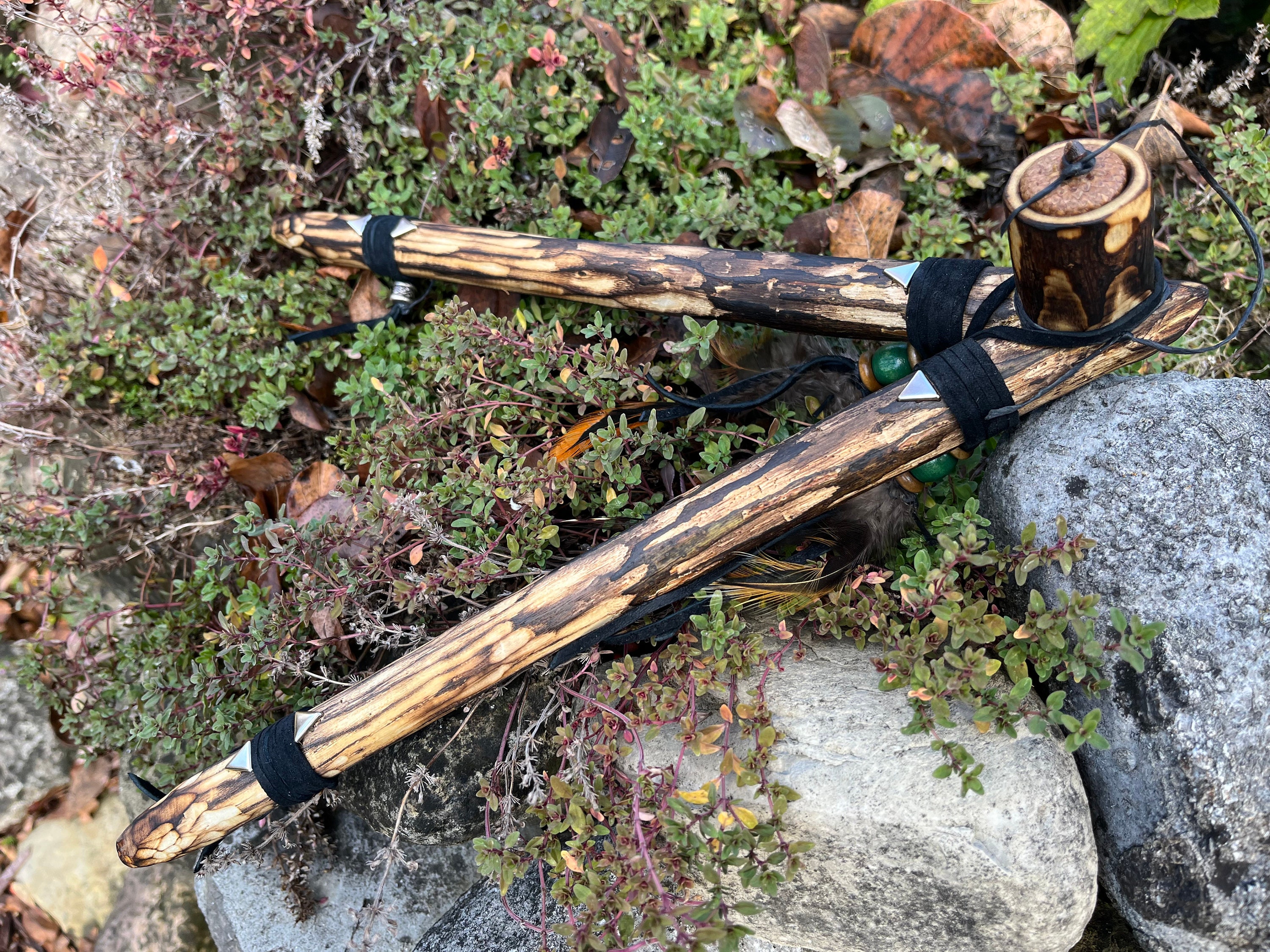 Traditional Native American Friendship Peace Pipe. Wood Meditation Pipe ...