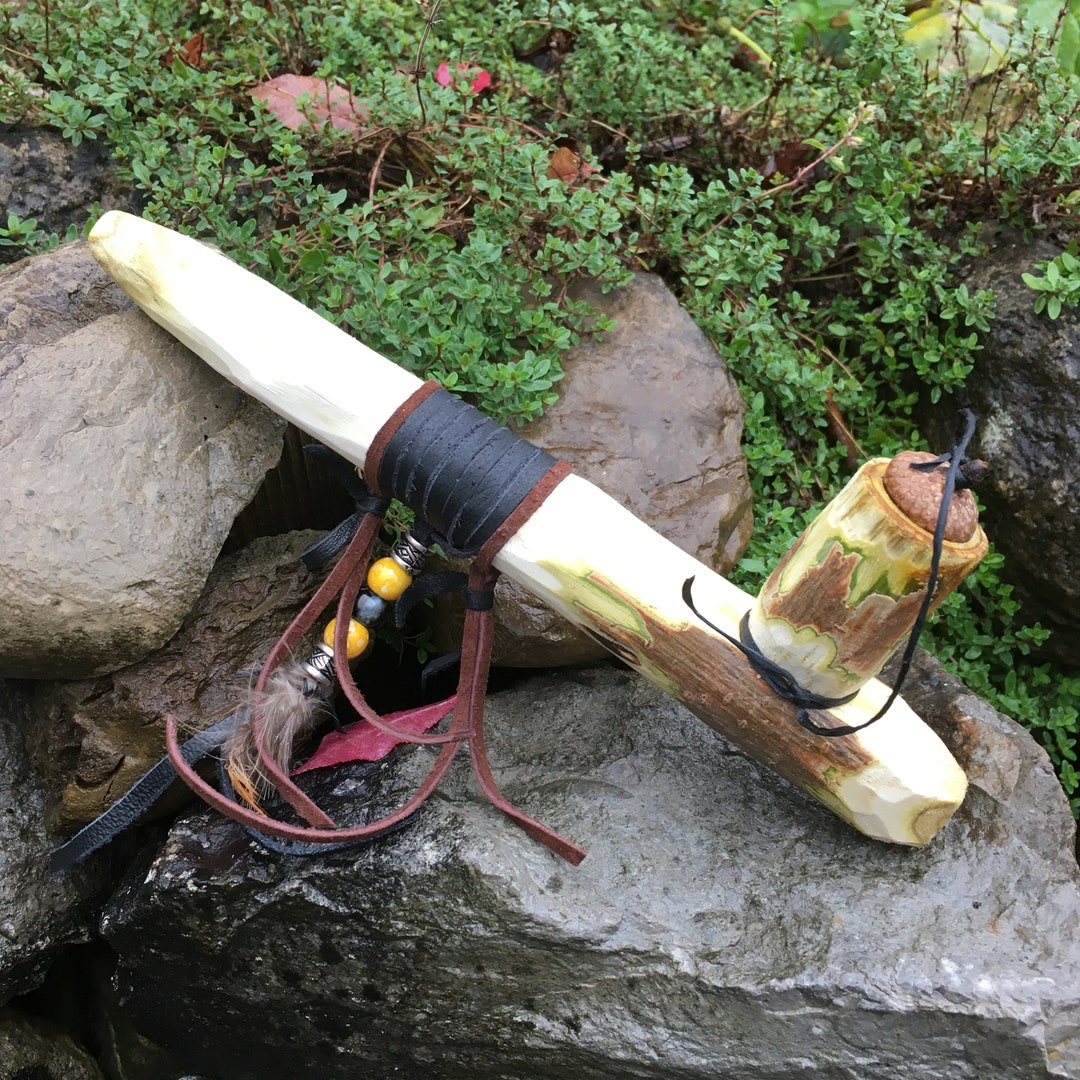 Traditional Native American Peace Pipe. Wood Meditation Pipe. Hand ...