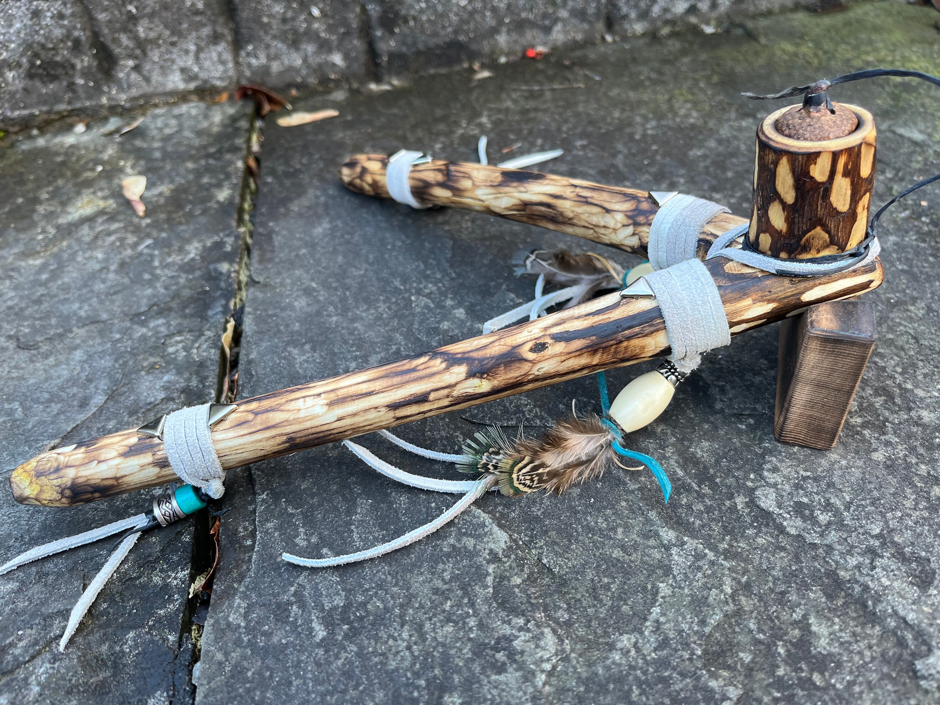 Traditional Native American Friendship Peace Pipe. Wood Meditation Pipe ...