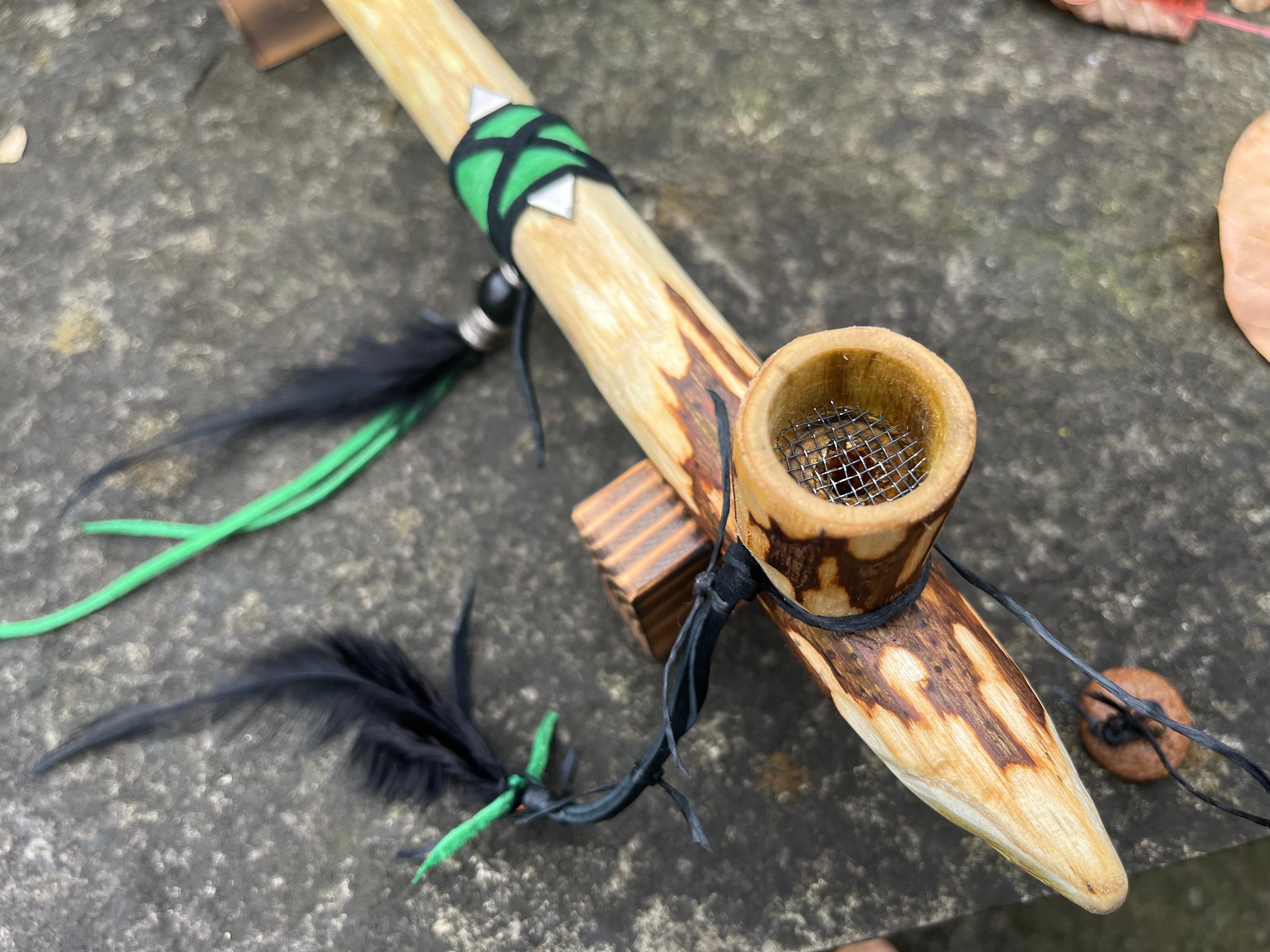 Traditional Native American Peace Pipe. Wood Meditation Pipe. Hand ...