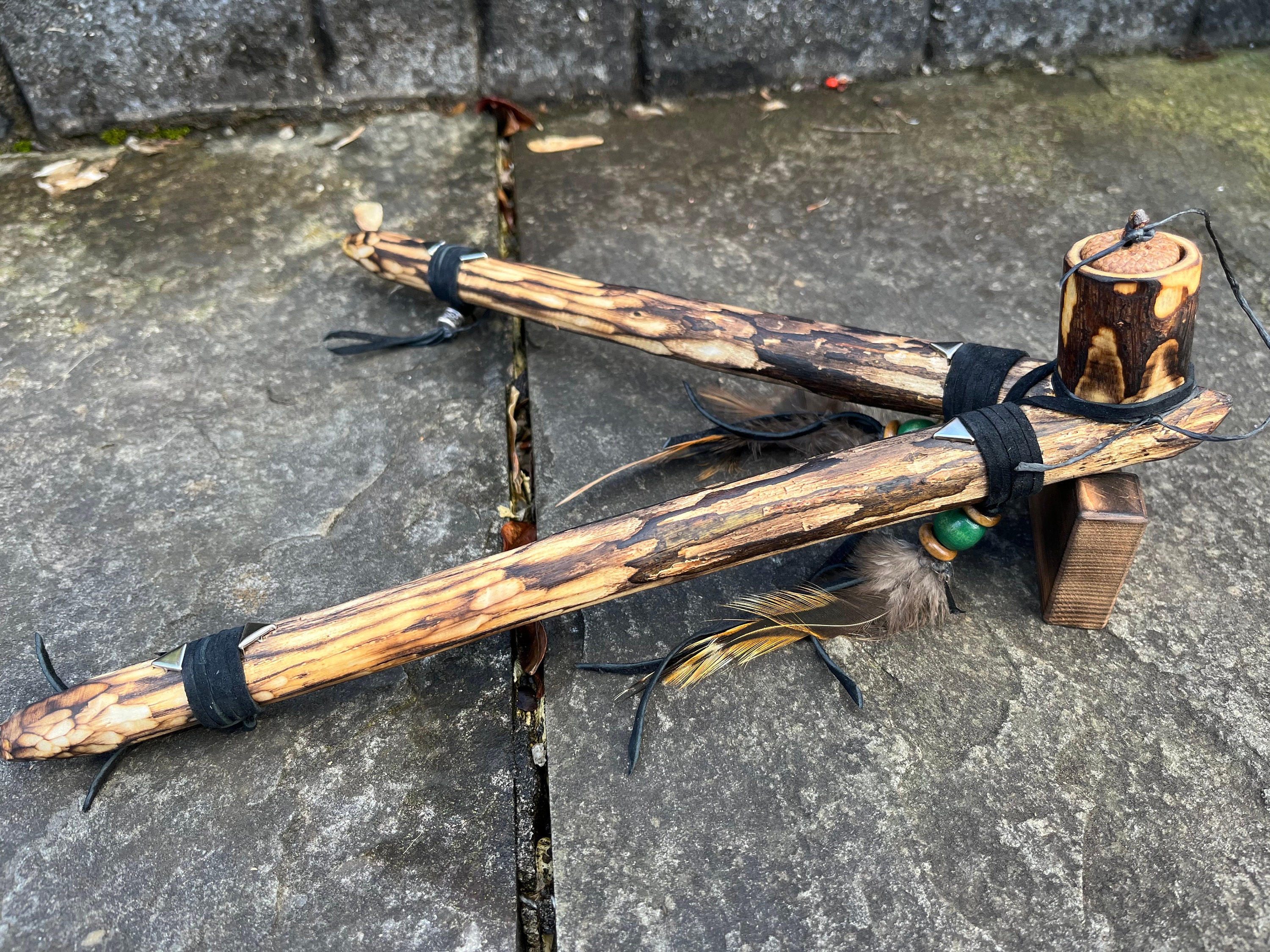 Traditional Native American Friendship Peace Pipe. Wood Meditation Pipe ...