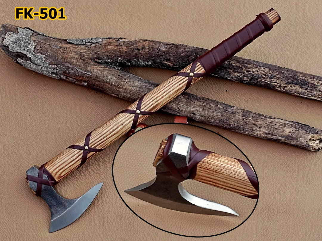 Viking Axe Made With Carbon Steel Gift for Hunting Camping Trimming ...