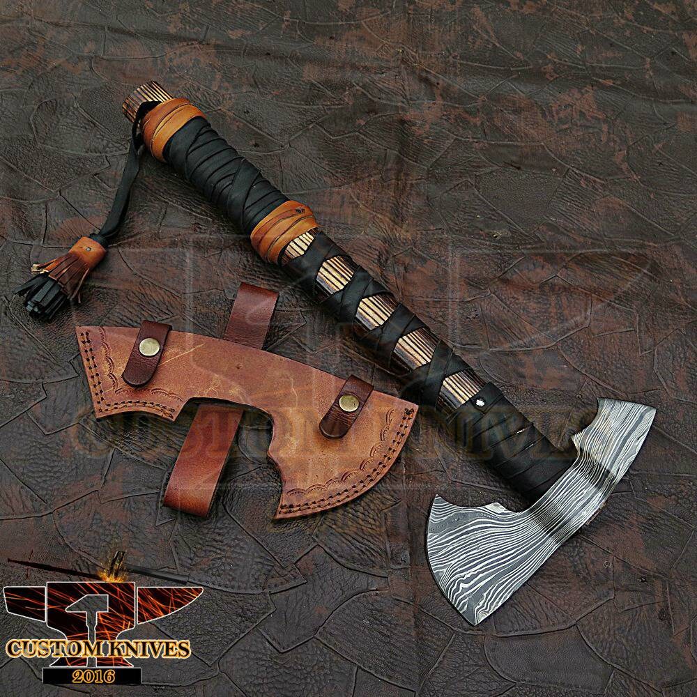 Very Nice Hand Forged Axe With Leather Wrap Wooden Handle Best - Etsy ...