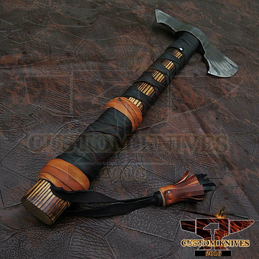 Very nice hand forged axe with leather wrap wooden handle best | Etsy
