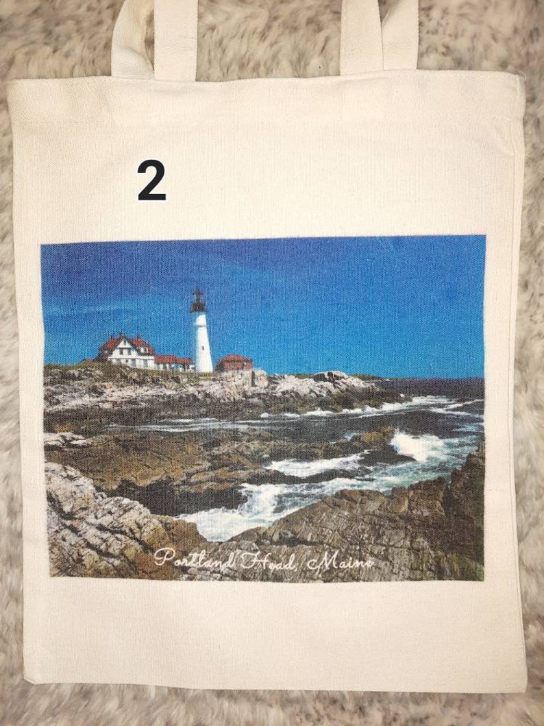 Maine Lighthouses Tote Bags. Nubble Lighthouse and Portland Head Light ...