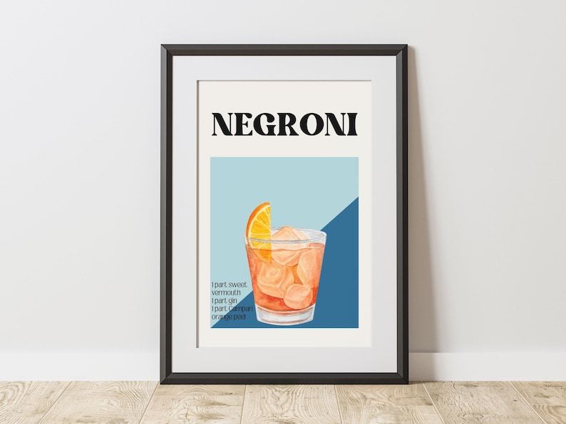 Retro Negroni Cocktail Print Negroni Poster Digital - Etsy Australia