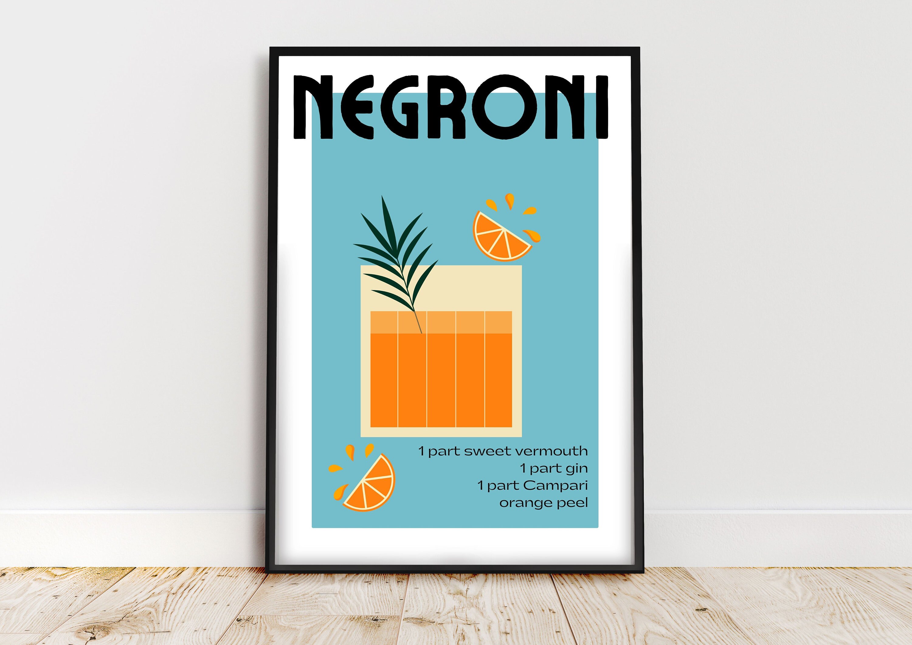 Retro Negroni Cocktail Print, Negroni Poster, Digital Download, Negroni ...