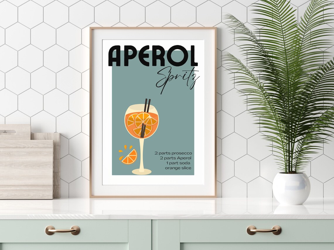 Retro Aperol Spritz Cocktail Print, Aperol Poster, Aperol Spritz ...