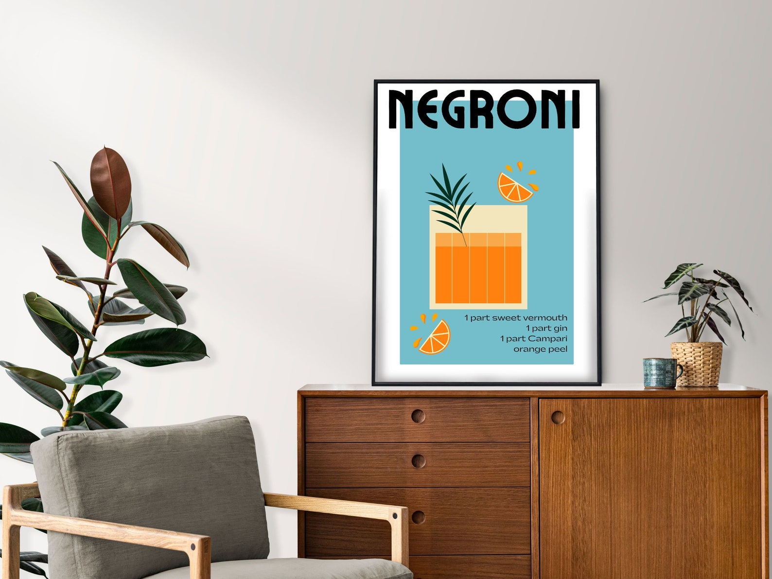 Retro Negroni Cocktail Print, Negroni Poster, Digital Download, Negroni ...