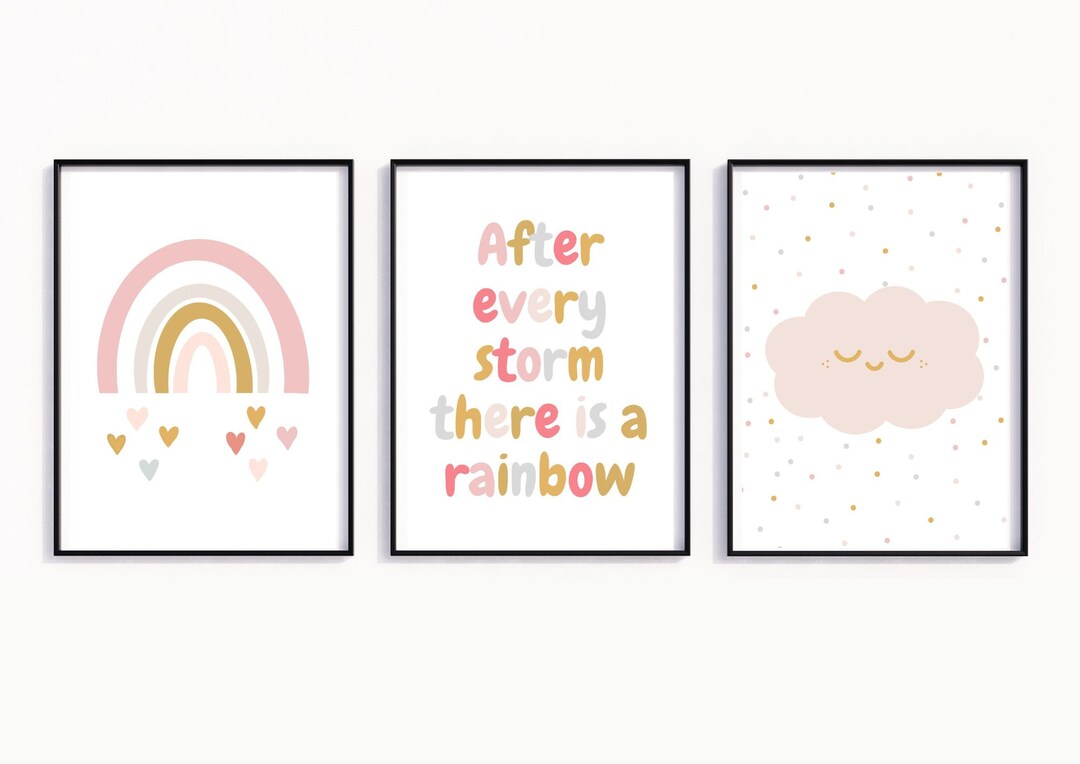 Cute Nursery Wall Art, Set of 3 Rainbow Baby Prints, Gift for a New Mum ...