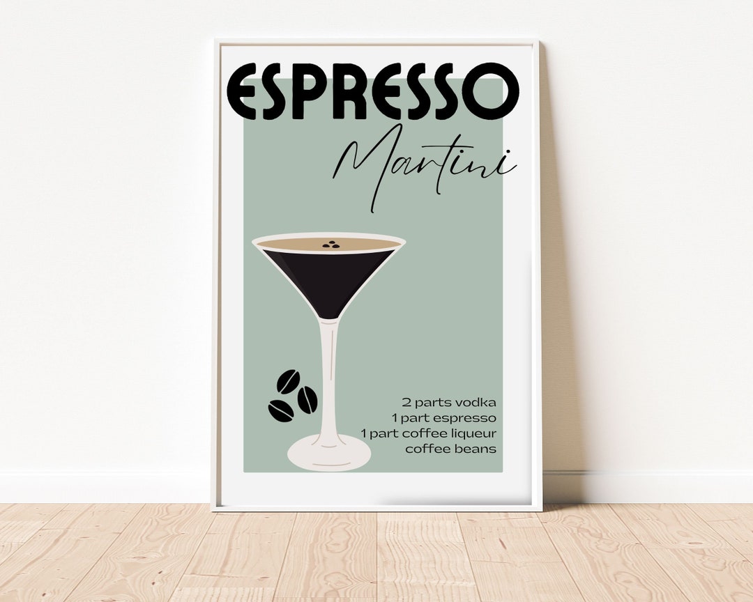 Retro Cocktail Print, Espresso Martini Poster, Espresso Martini Vintage ...