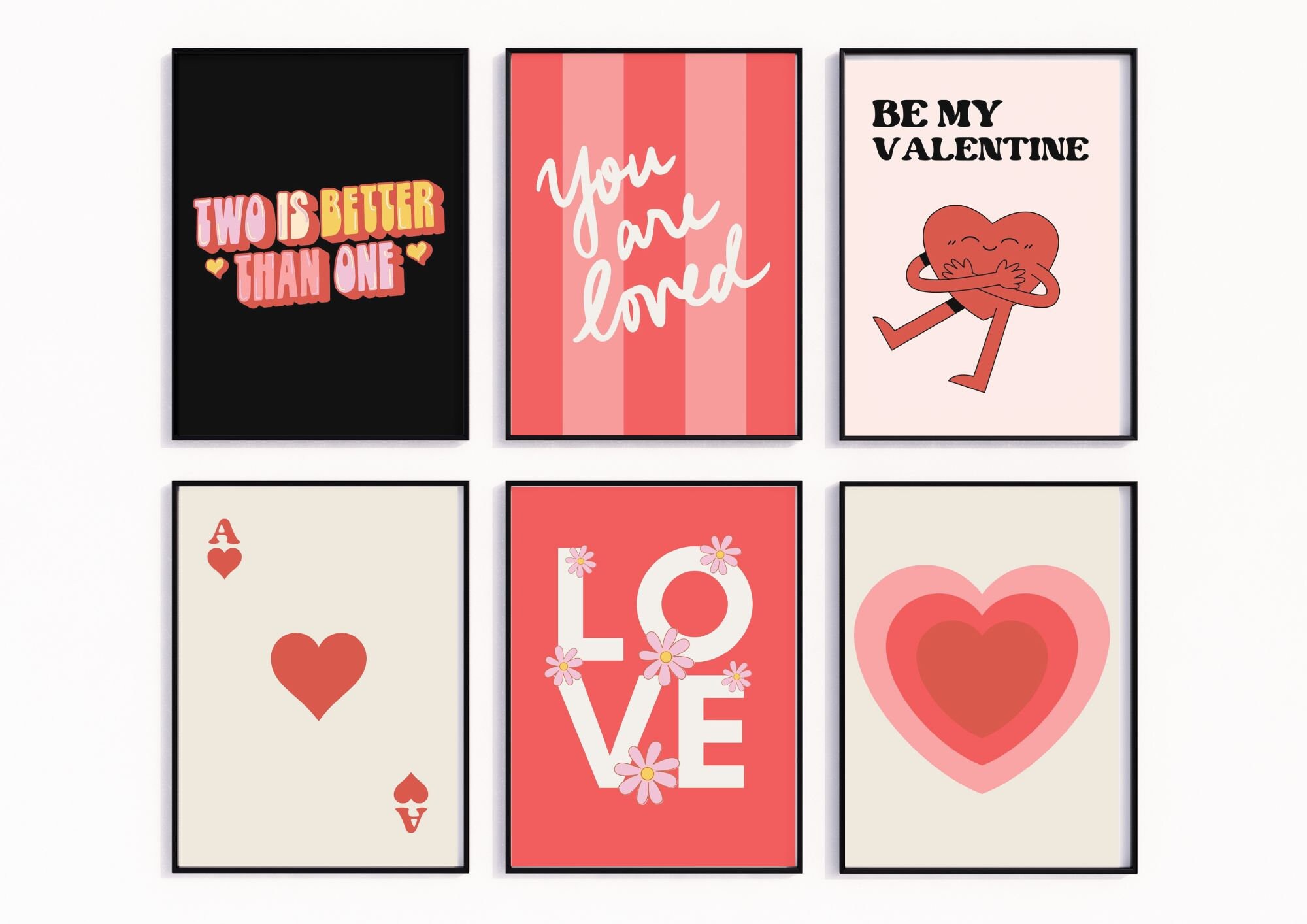 Retro Valentines Poster, Set of 6 Retro Prints, Valentines Printables ...
