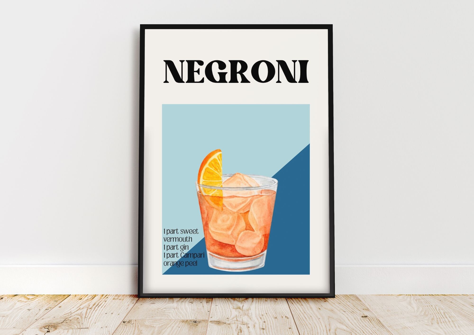 Retro Negroni Cocktail Print, Negroni Poster, Digital Download, Negroni ...